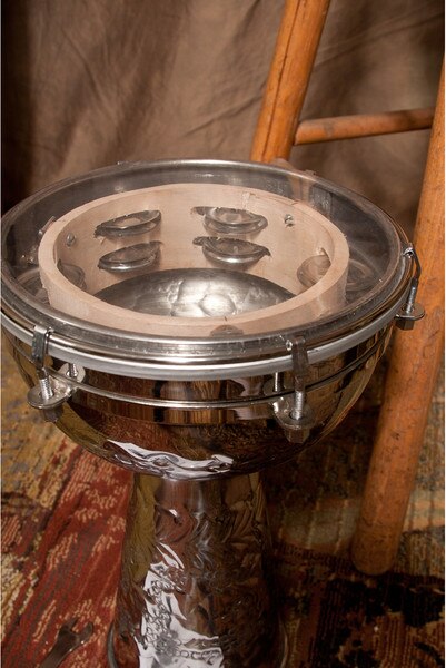 Mid-East Metal Doumbek with Synthetic Head and Internal Jingles 8-by-14 ...